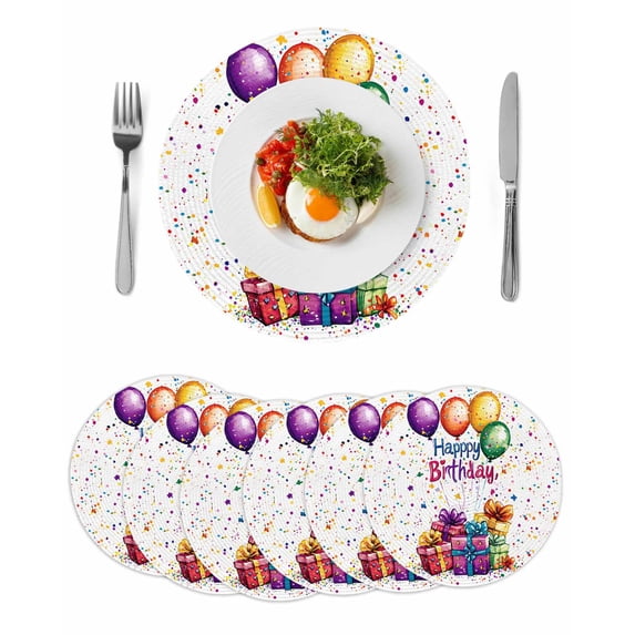 Happy Birthday Round 13 Inch Placemats Set of 6, Colorful Balloon Gifts ...