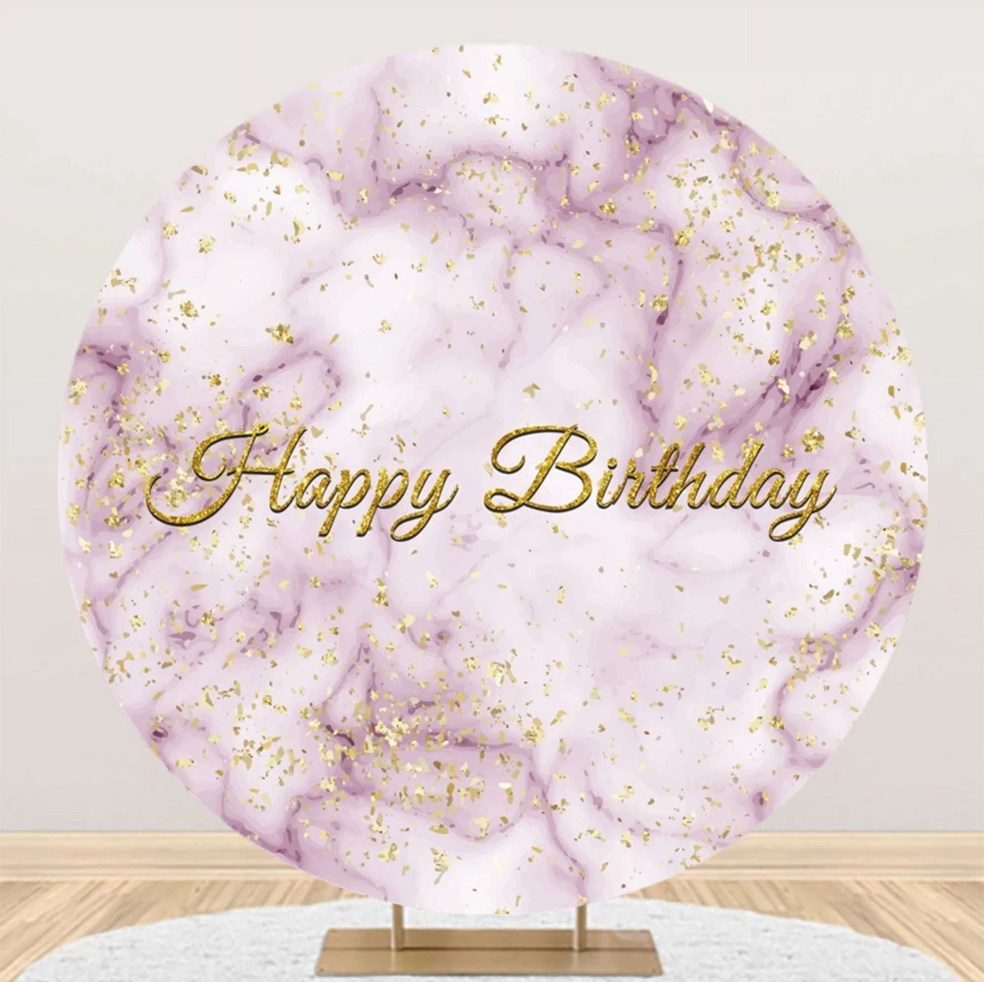Happy Birthday Round Backdrop Cover Color Marble Texture Baby Shower ...