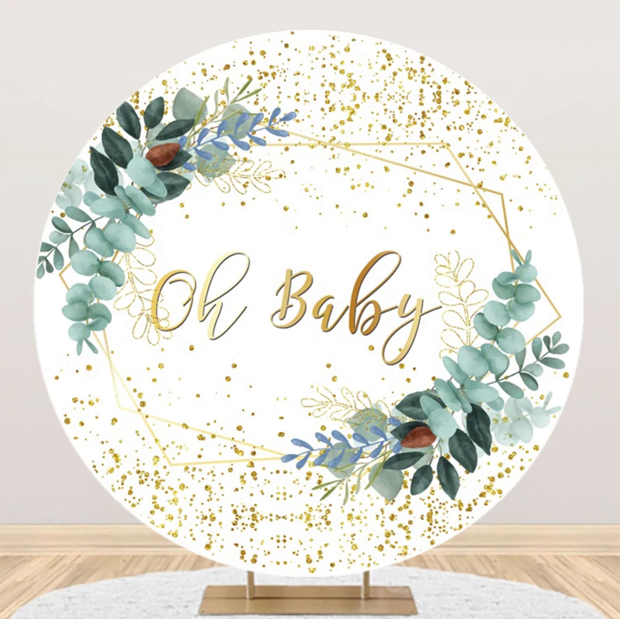 Happy Birthday Round Backdrop Cover Color Marble Texture Baby Shower ...
