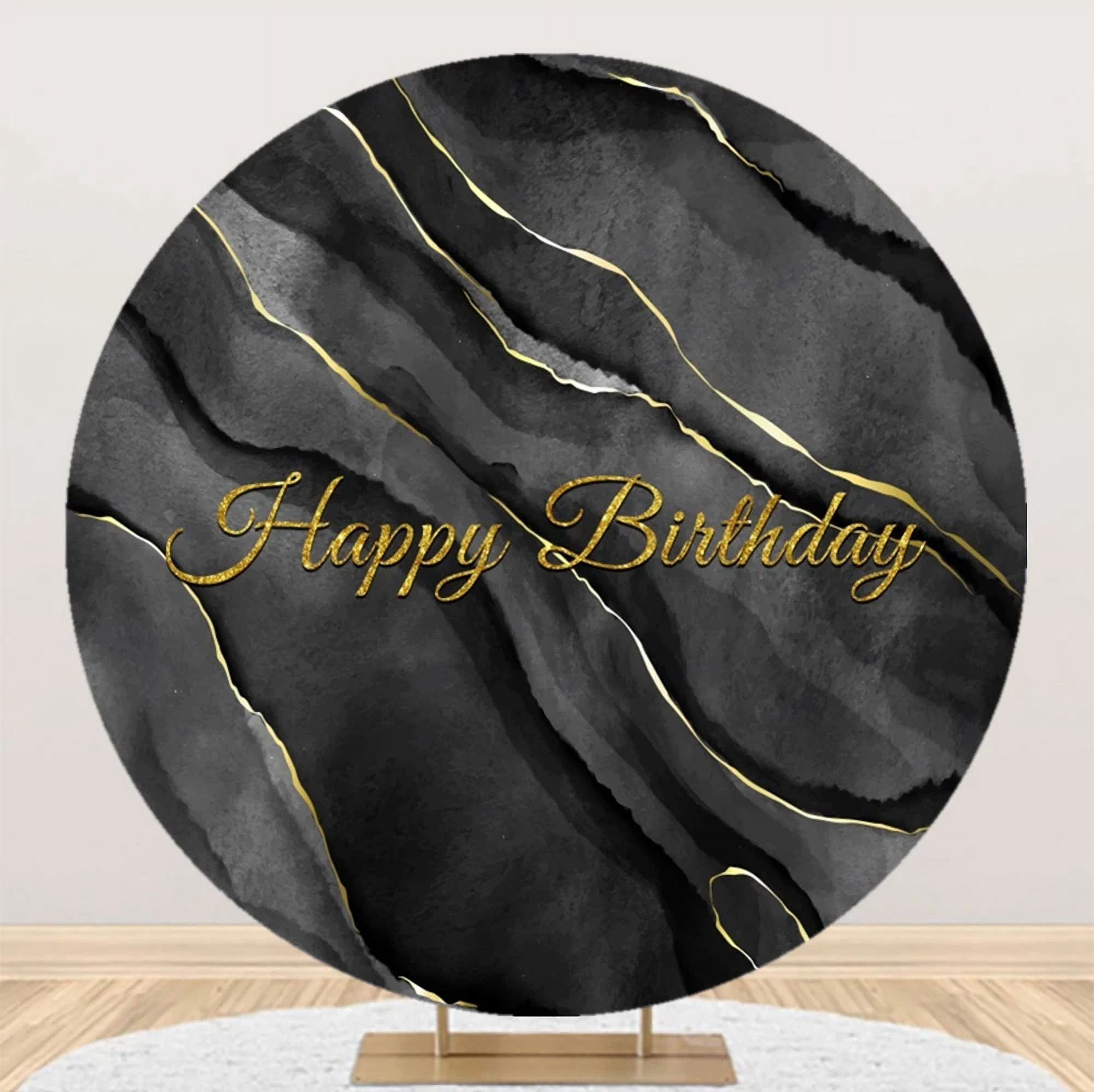Happy Birthday Round Backdrop Cover Color Marble Texture Baby Shower ...