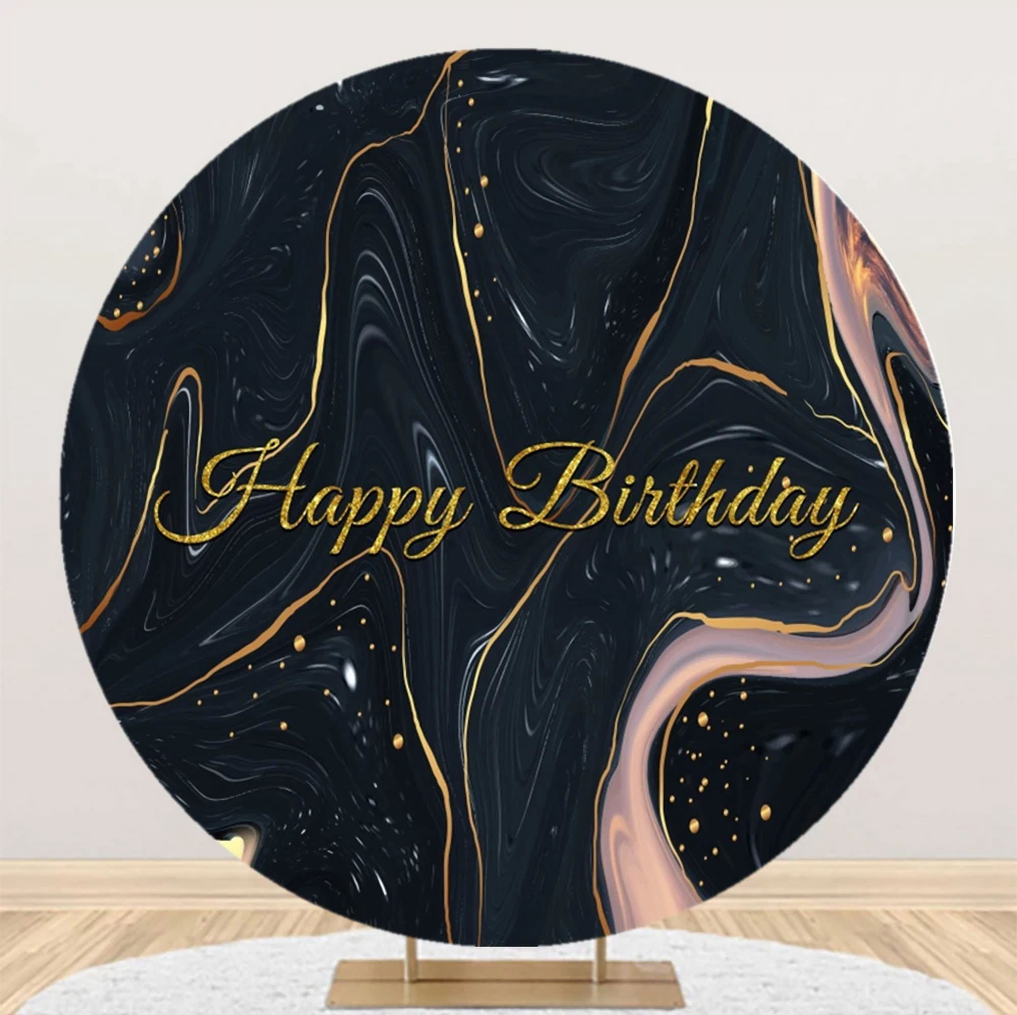 Happy Birthday Round Backdrop Cover Color Marble Texture Baby Shower ...