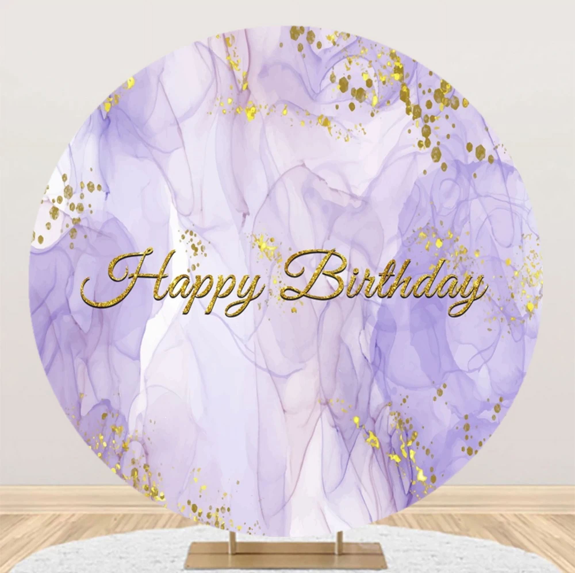 Happy Birthday Round Backdrop Cover Color Marble Texture Baby Shower ...