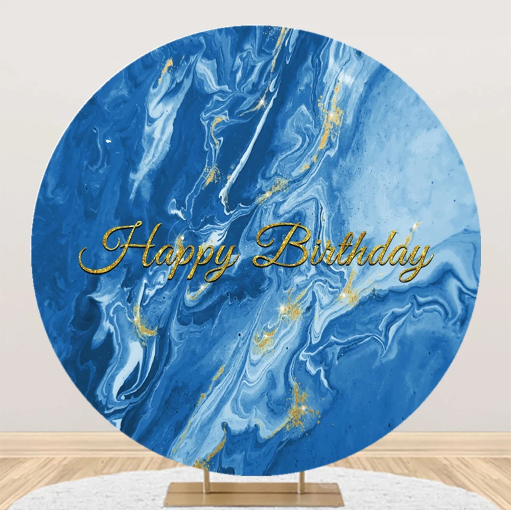 Happy Birthday Round Backdrop Cover Color Marble Texture Baby Shower ...