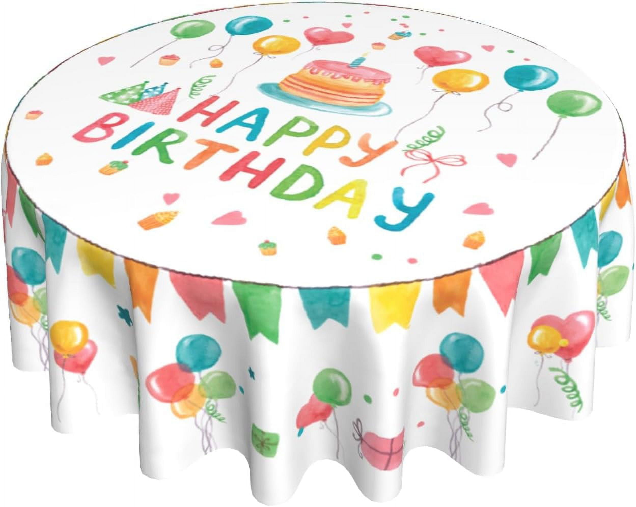 Happy Birthday Round Tablecloth: 60 Inch Reusable Stain Proof ...