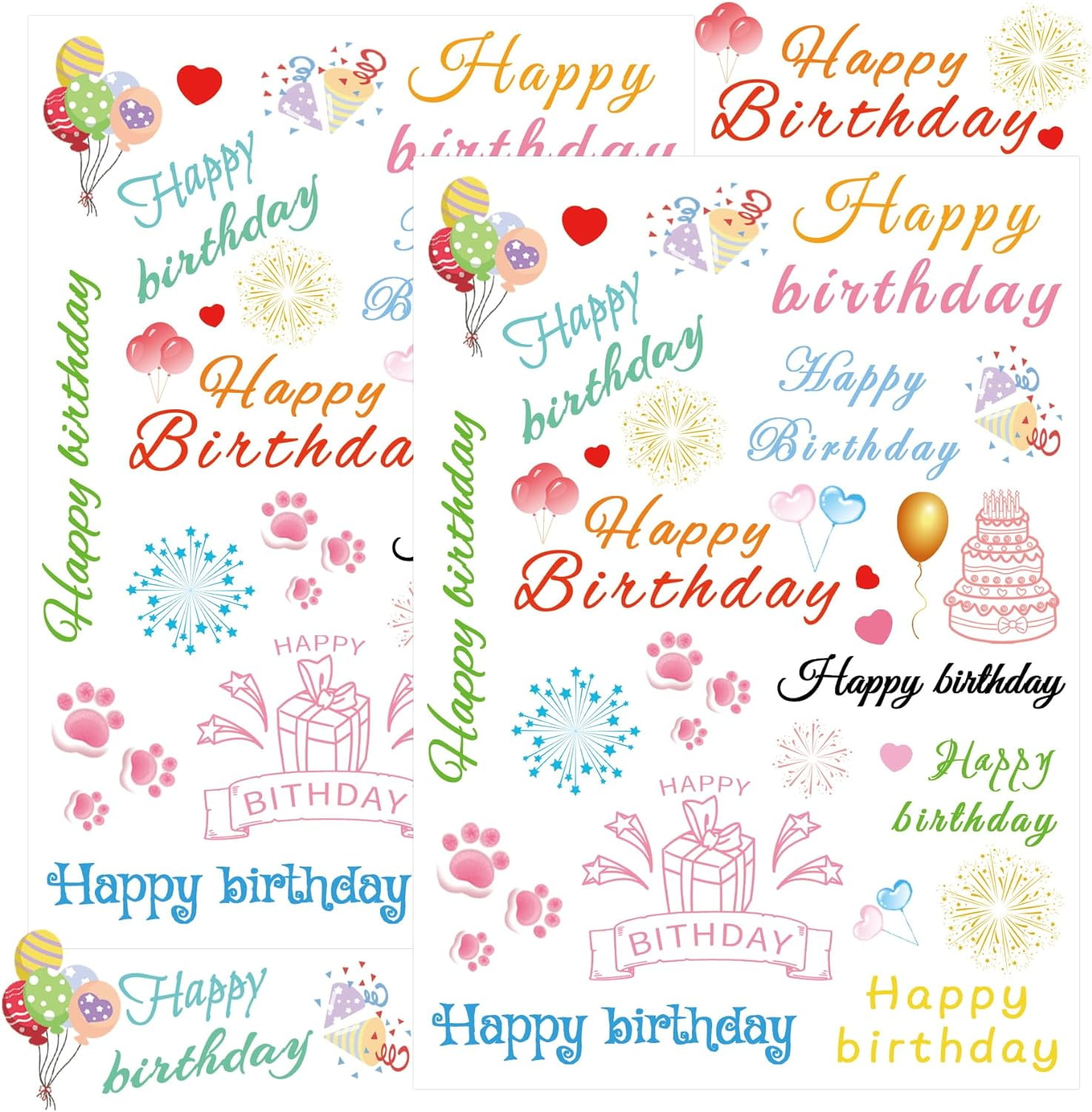 Happy Birthday Rub On Transfer Stickers 5x7inch Celebration Happy ...
