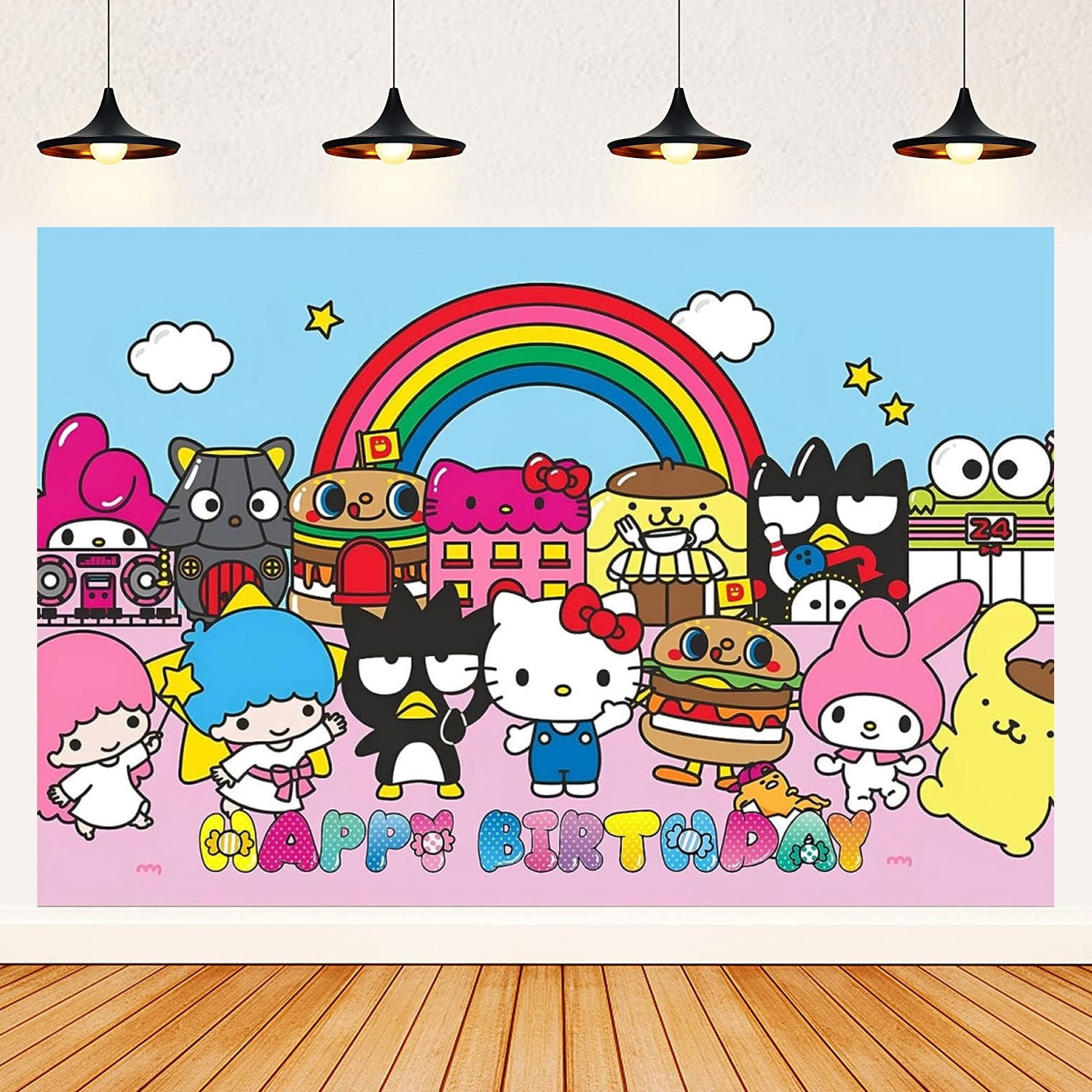 Happy Birthday Sanrio Anime Cartoon Theme Backdrops Banner Birthday ...