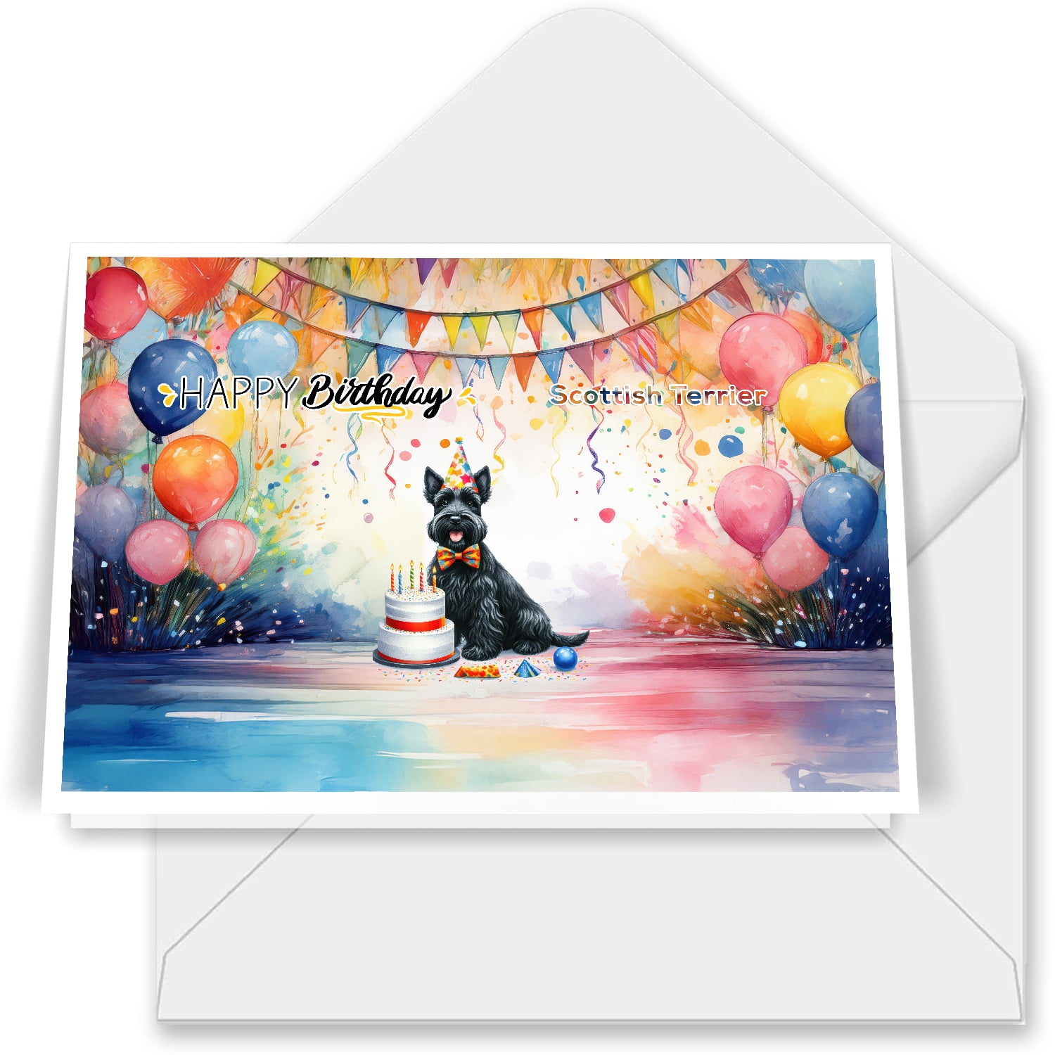 Happy Birthday to Scottish Terrier Kitten Party Balloons Cake 7x5in ...