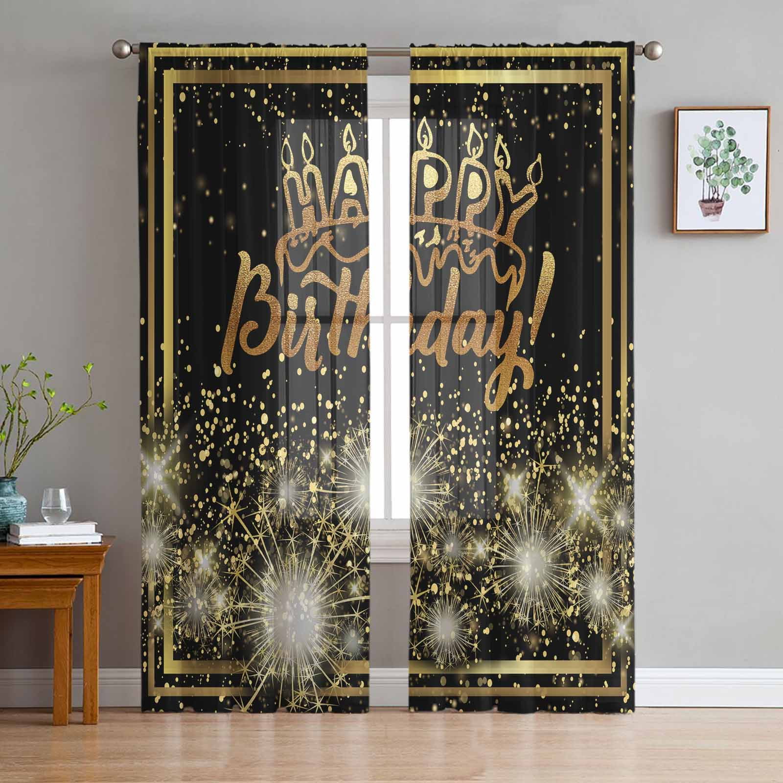 Happy Birthday Semi Sheer Curtains 72 Inch Length 2 Panels Set ...