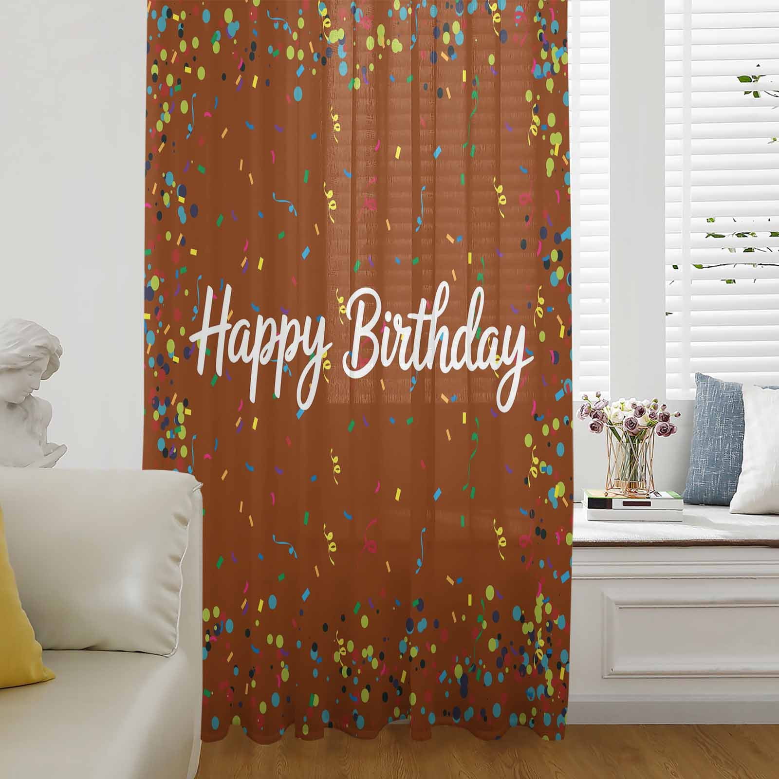 Happy Birthday Semi Sheer Curtains Drapes for Living Room, Bedroom ...