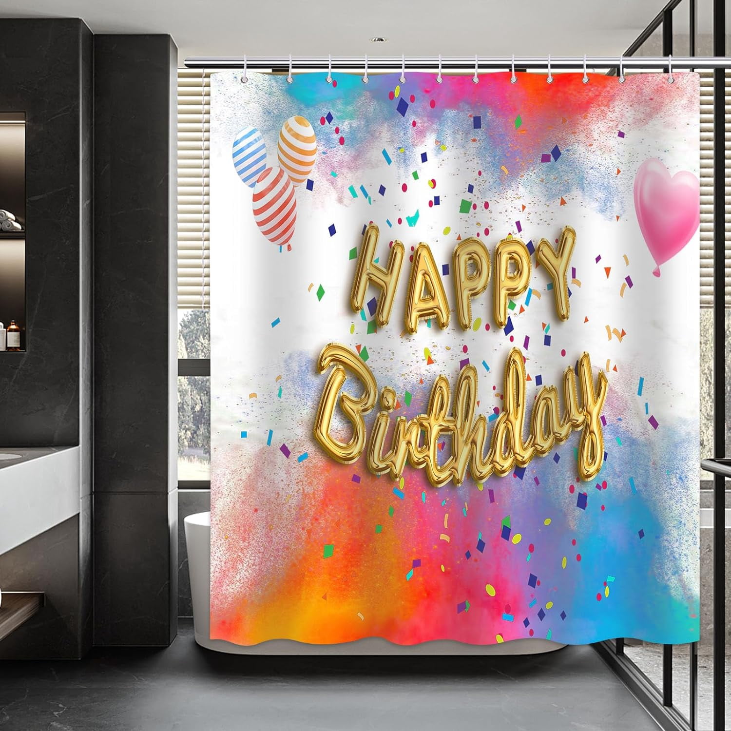Happy Birthday Shower Curtain, Birthday Party Shower Curtain, Lovely ...
