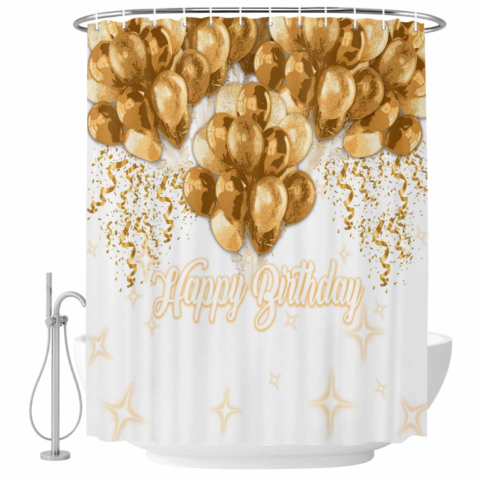 Happy Birthday Shower Curtain Set - Extra Long 72" x 96" Washable ...