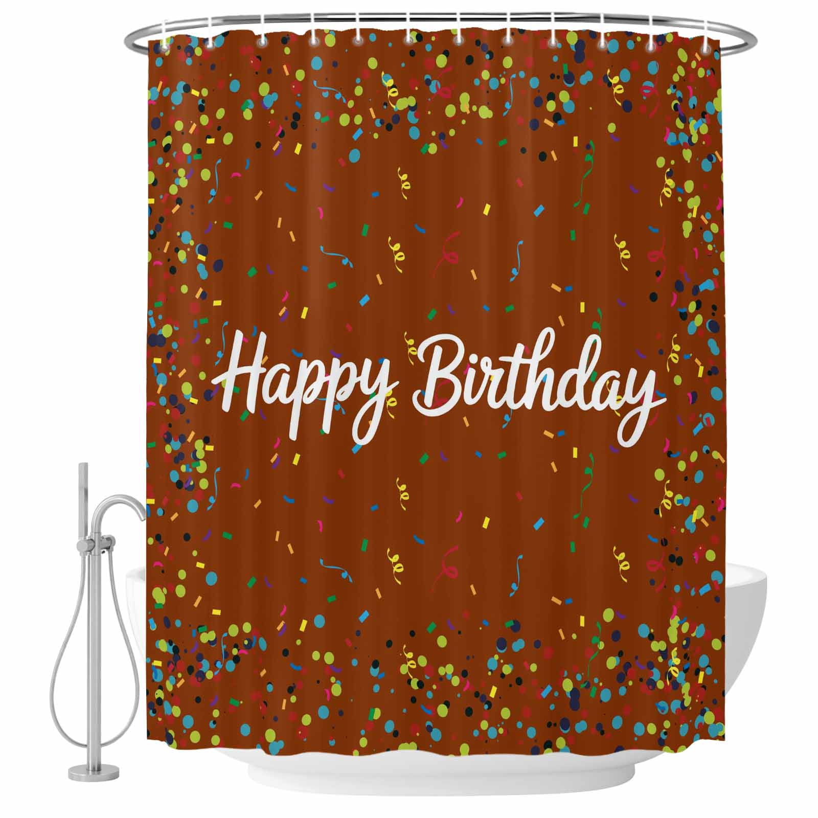 Happy Birthday Shower Curtain Set - Long 72" x 84" Washable Bathtub ...