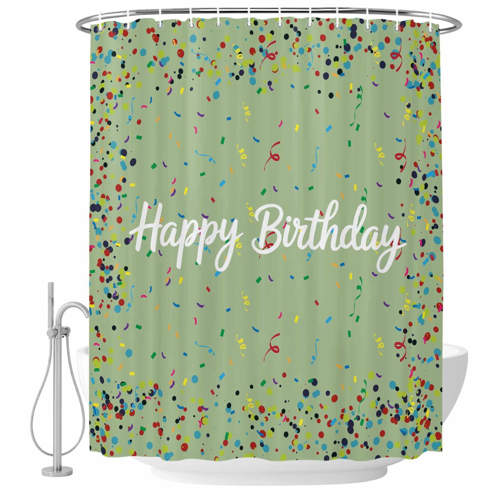 Happy Birthday Shower Curtain Set - Long 72" x 84" Washable Bathtub ...