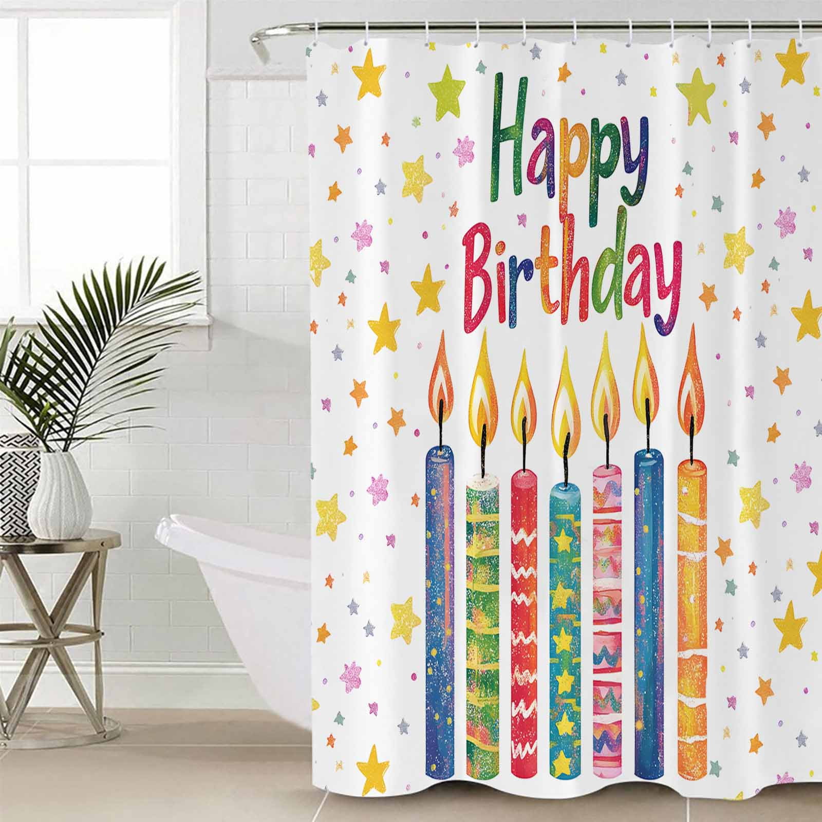 Happy Birthday Shower Curtain Set, Waterproof Shower Curtains for ...