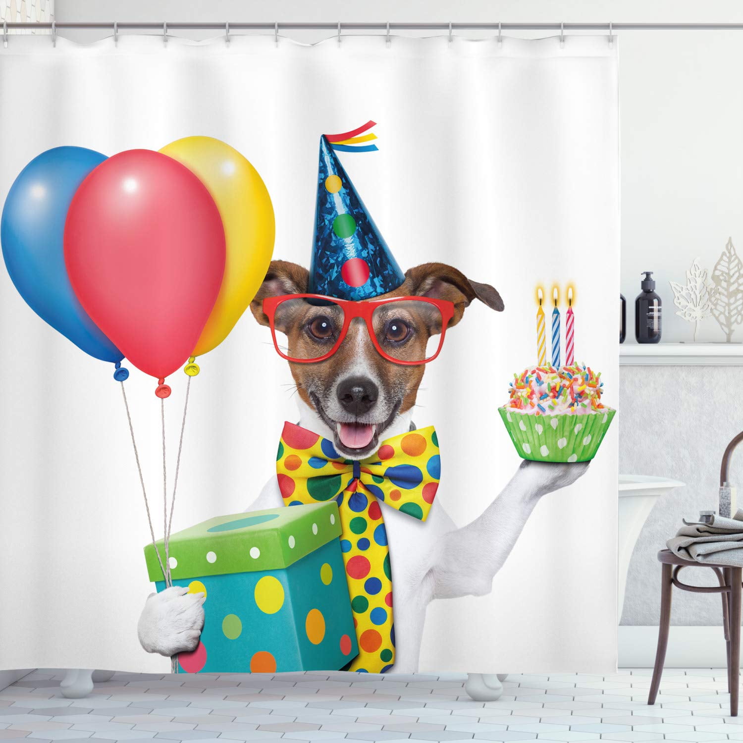 Happy Birthday Shower Curtain for Bathroom Colorful Birthday Banner ...