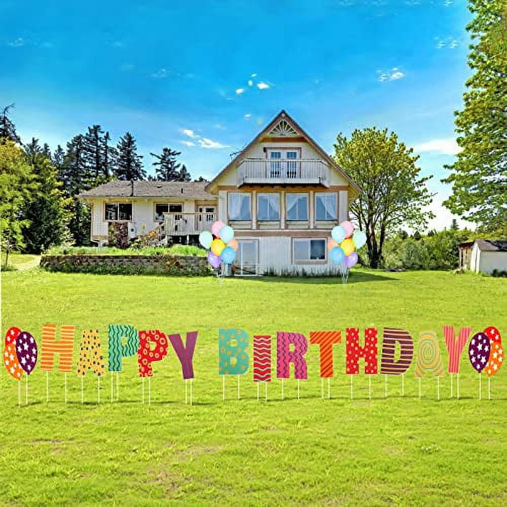 Happy Birthday Sign,15 Inch Birthday Party Yard Signs with 30 Stakes ...