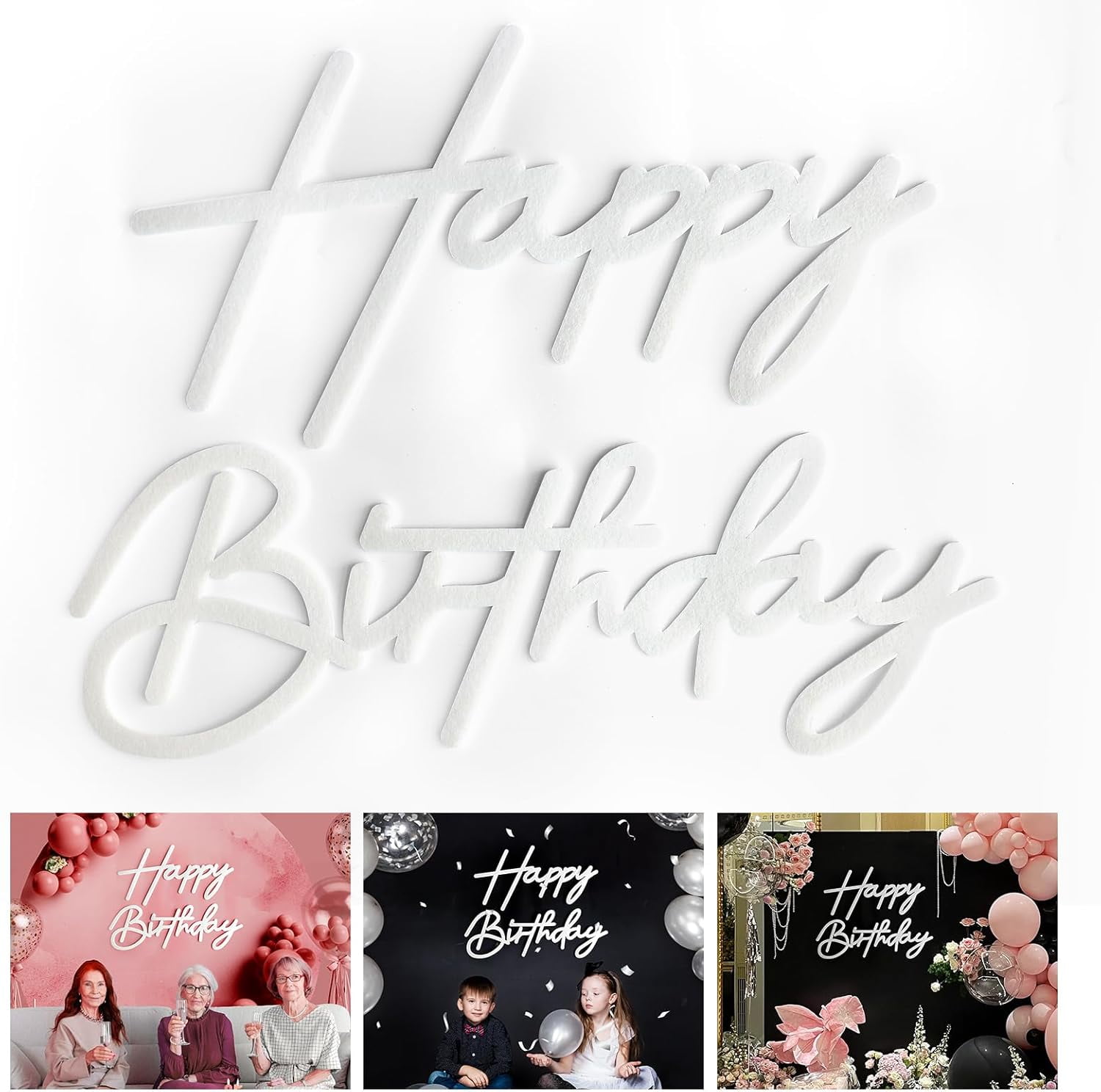 Happy Birthday Sign for Arch Backdrop - Felt Happy Birthday Letter Sign ...