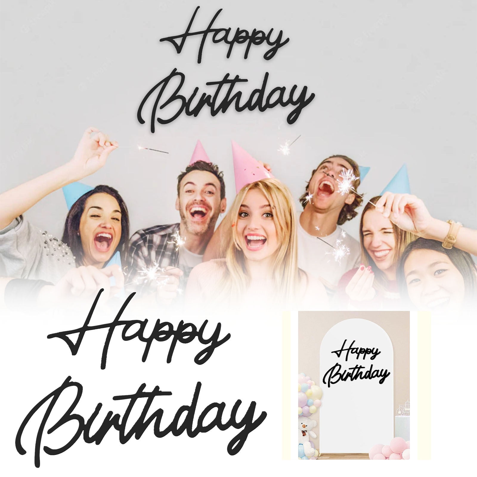 Happy Birthday Sign for Backdrop,Wooden Happy Birthday Cutout,Vintage ...