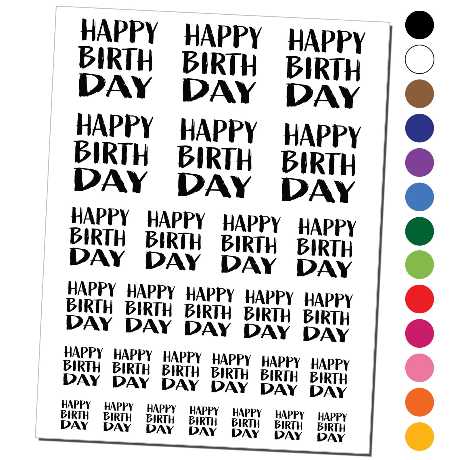 Happy Birthday Sketchy Fun Text Water Resistant Temporary Tattoo Set ...
