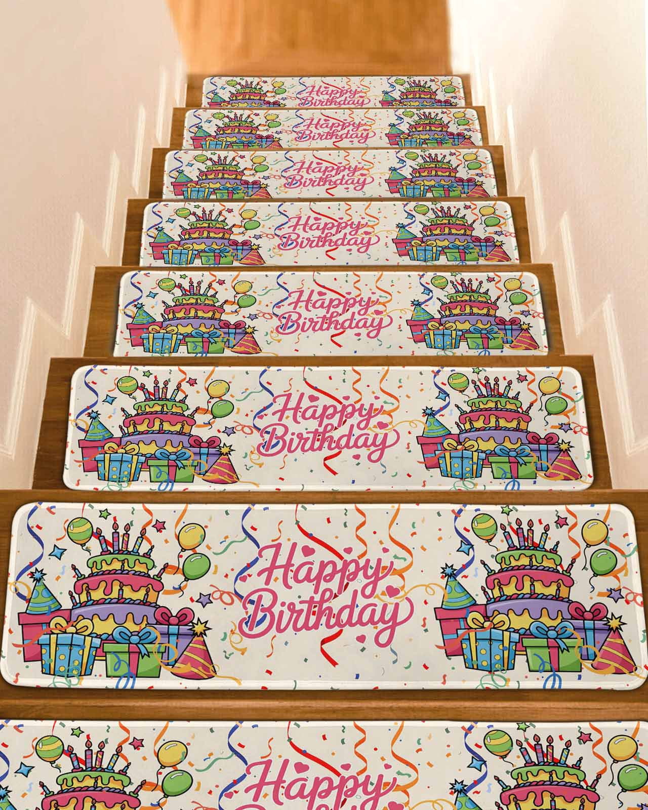 Happy Birthday Stair Treads for Wooden Steps Indoor Runner Rug Carpet ...