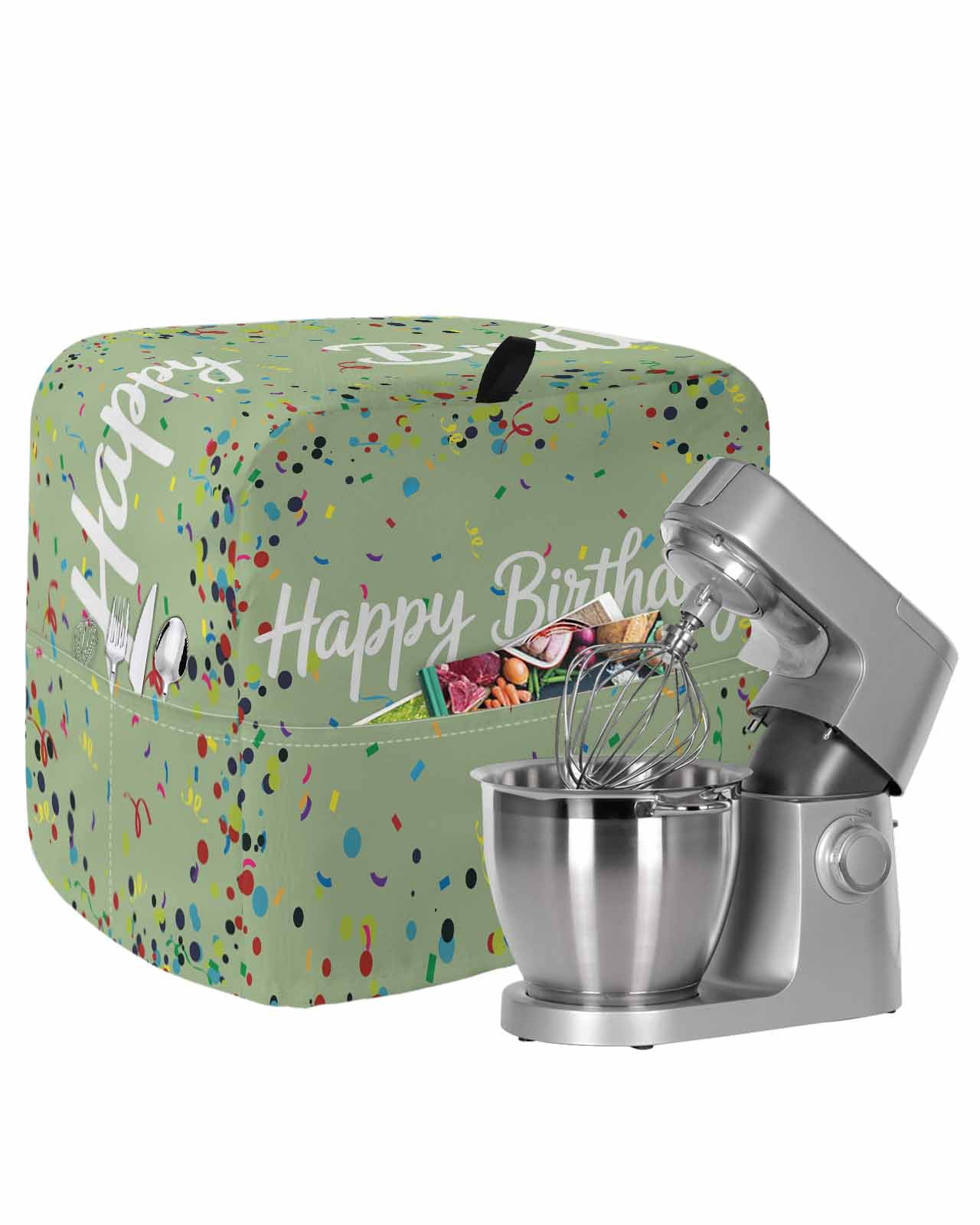 Happy Birthday Stand Mixer Dust Cover with Storage Pocket & Handles ...