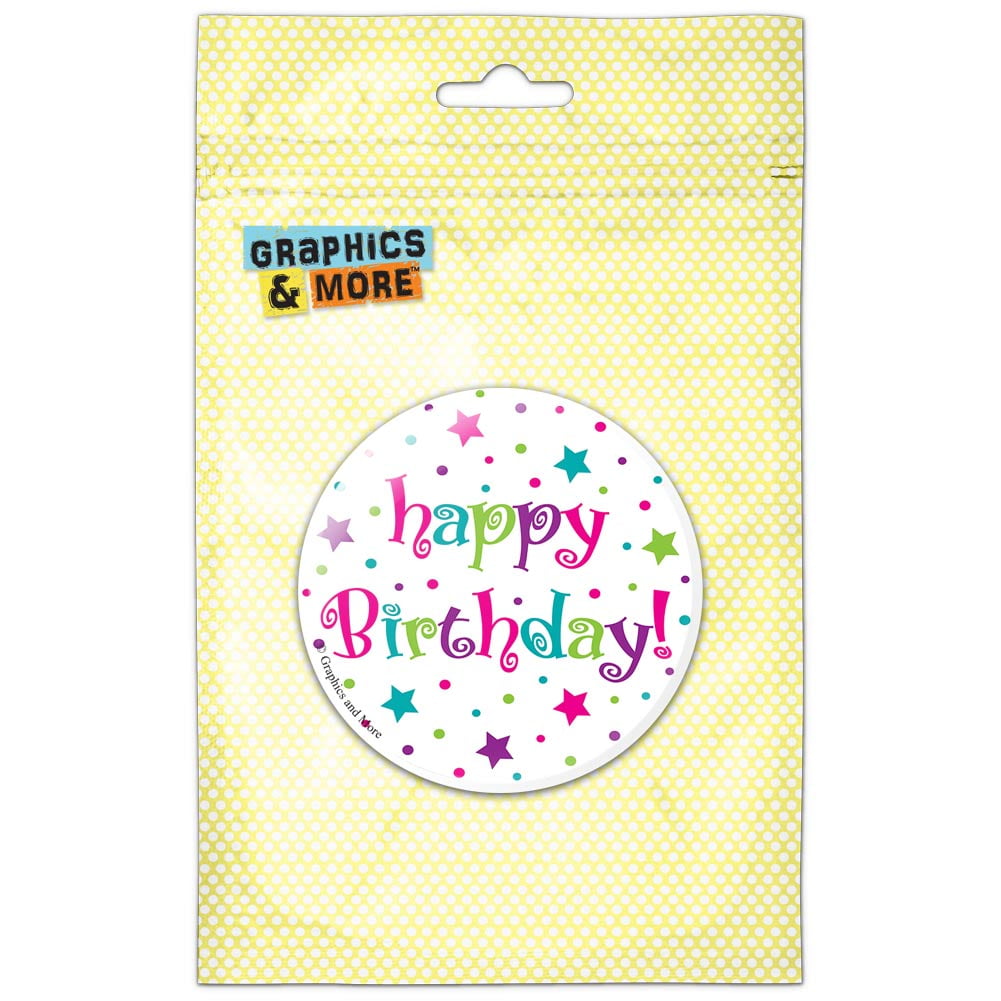 Happy Birthday! Stars and Dots Colorful Pinback Button Pin Badge ...