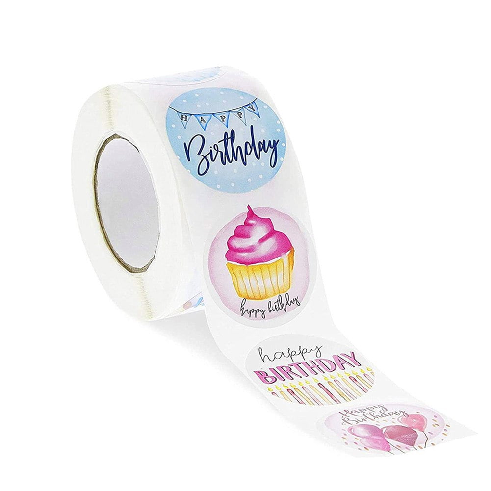 Happy Birthday Stickers, 1000PCS & 8 Assorted Designs Round Birthday ...