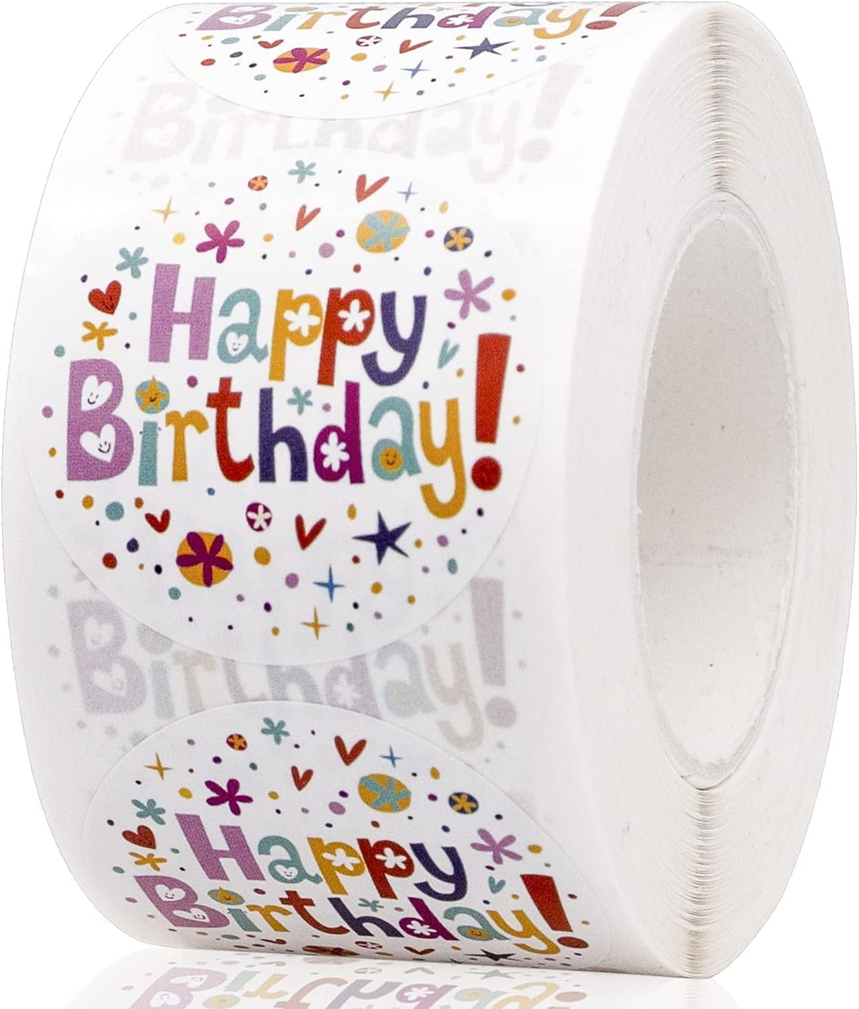 Happy Birthday Stickers Roll, 1.5 Inches 500PCs Round Happy Birthday ...