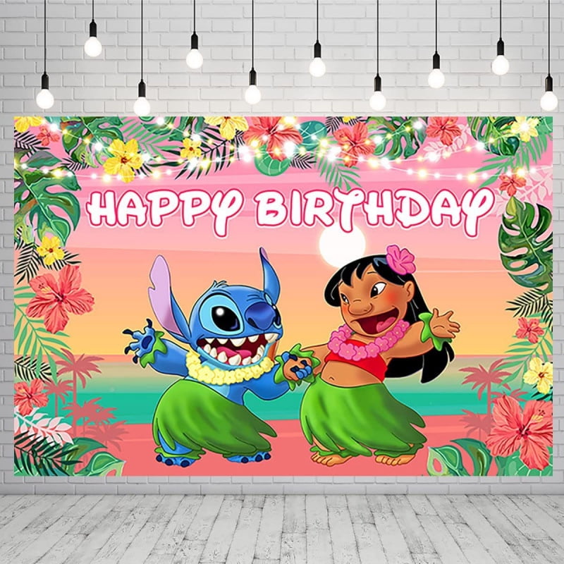 Happy Birthday Stitch Backdrop 5x3 Tropical Luau Background Cartoon ...