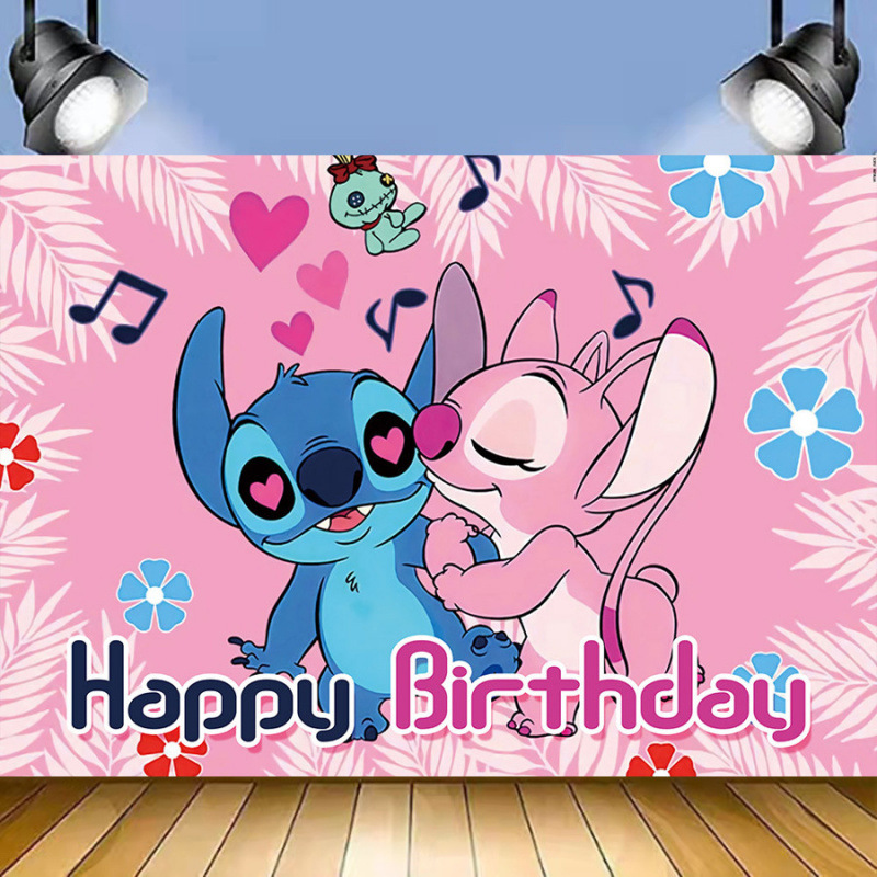 Happy Birthday Stitch Backdrop 5x3 Tropical Luau Background Cartoon ...