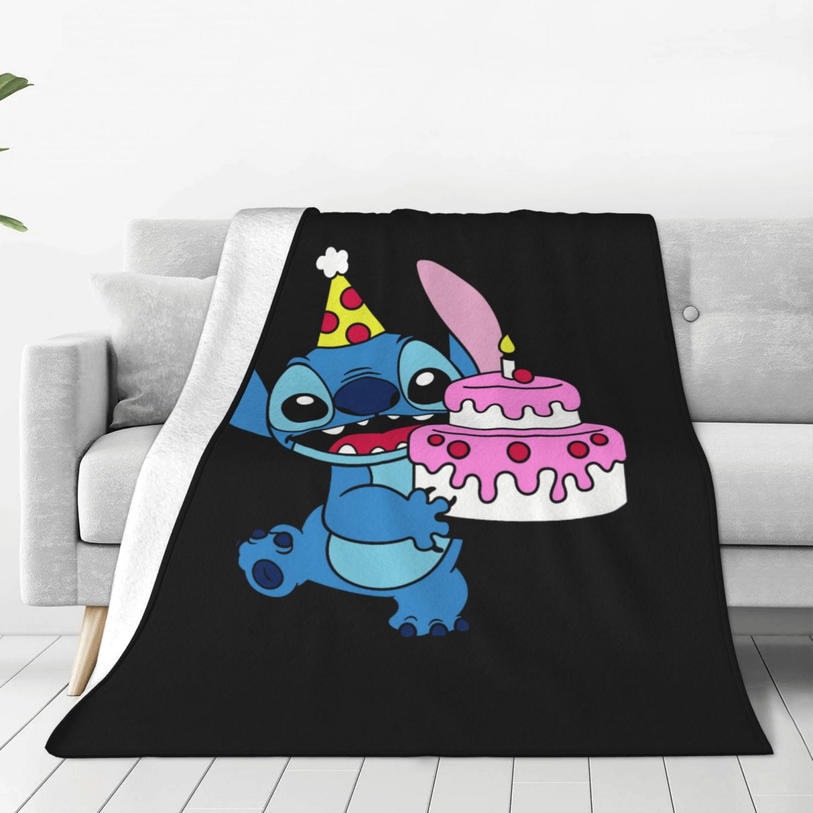 Happy Birthday Stitch Cake Blanket Cartoon Blanket Home Cute Blankets ...