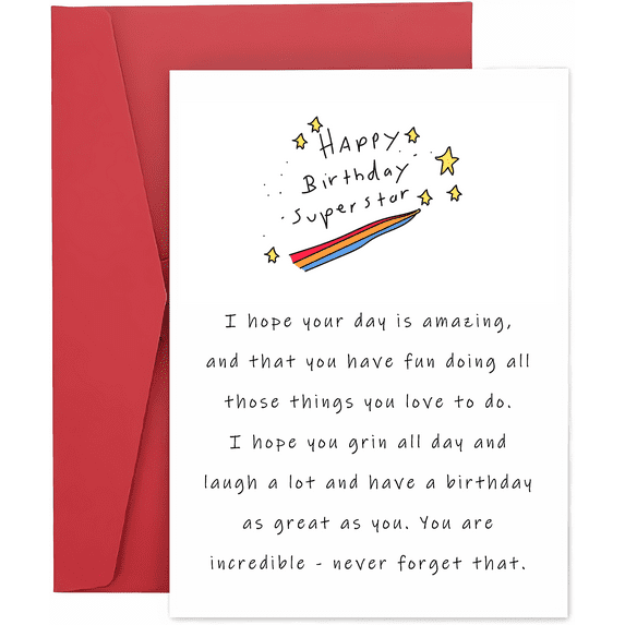 Happy Birthday Superstar Card – Fun and Uplifting Design – Includes ...