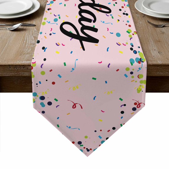 Happy Birthday Table Runner Linen Burlap Table Runner 72 Inches Long ...