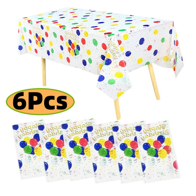 Happy Birthday Tablecloths, Colorful Balloons Confetti Happy Birthday ...