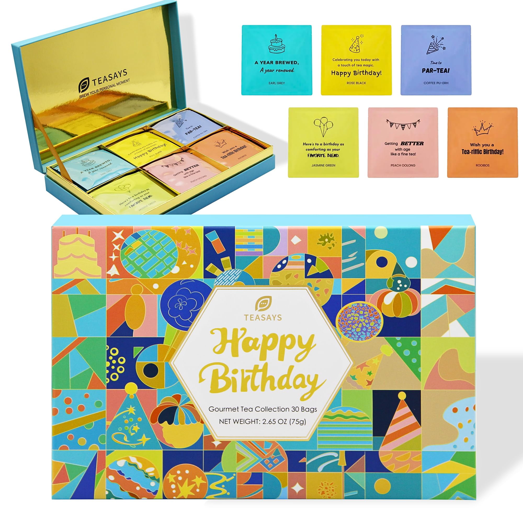 Happy Birthday Tea Collection TGF4 Gift Set by TEASAYS, Premium Tea ...