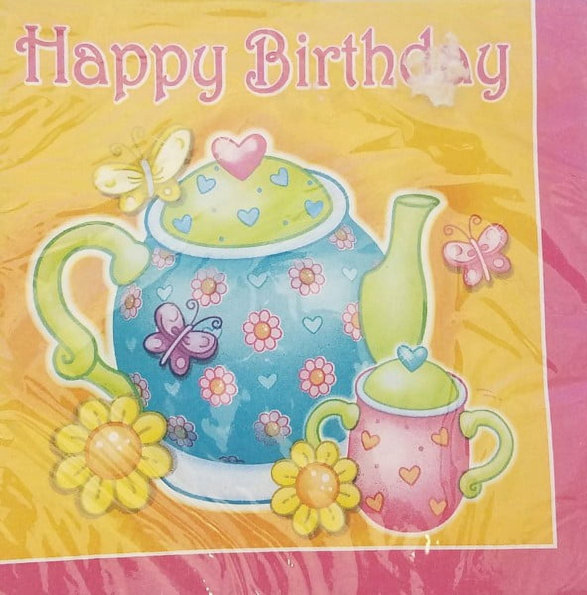 Happy Birthday 'Tea For You' Lunch Napkins HBD (16ct) - Walmart ...
