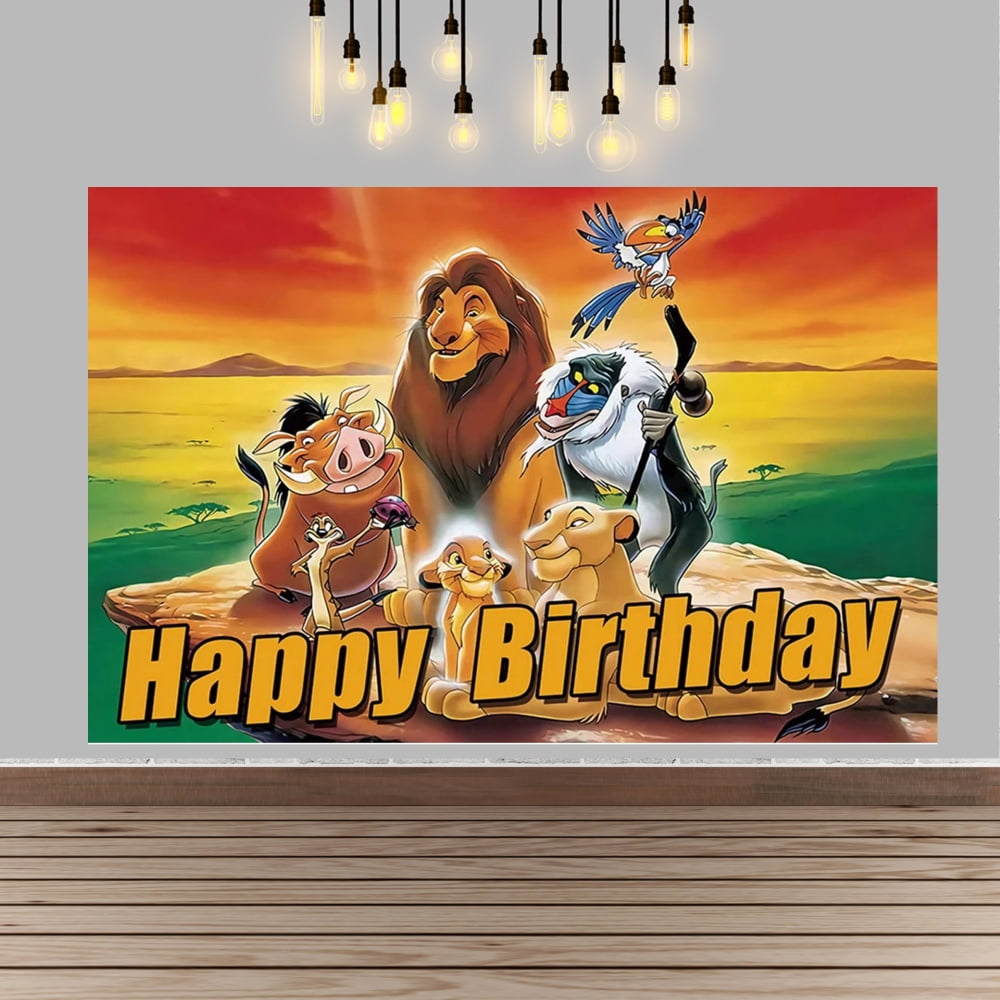 Happy Birthday The Lion King Anime Cartoon Theme Backdrops Banner ...