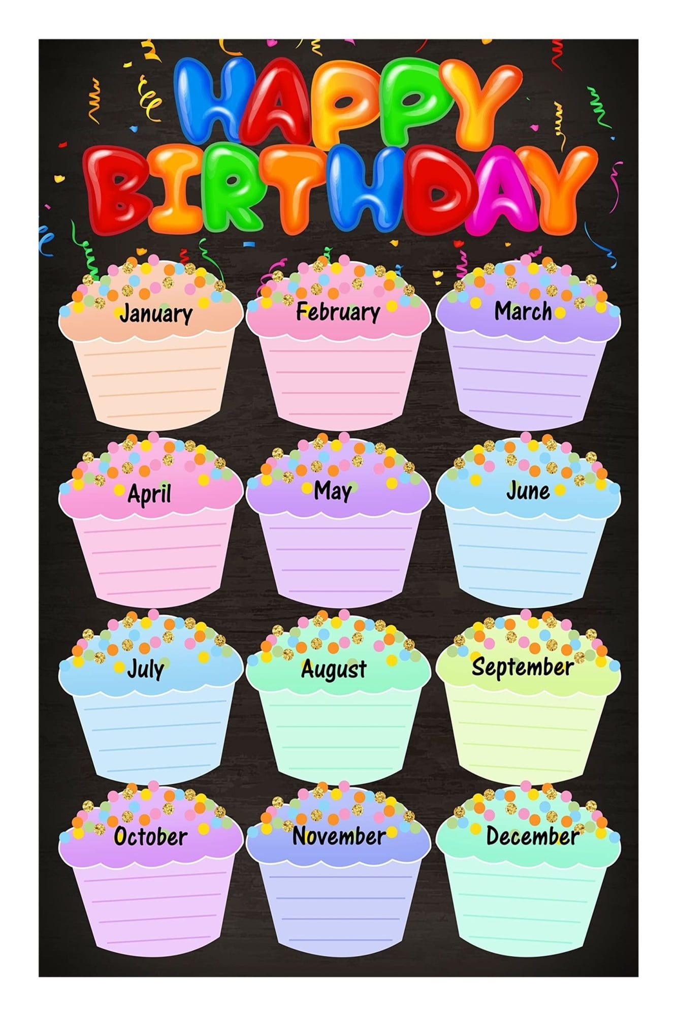 Happy Birthday Theme Birthday Poster Classroom Decorations Calendar for ...
