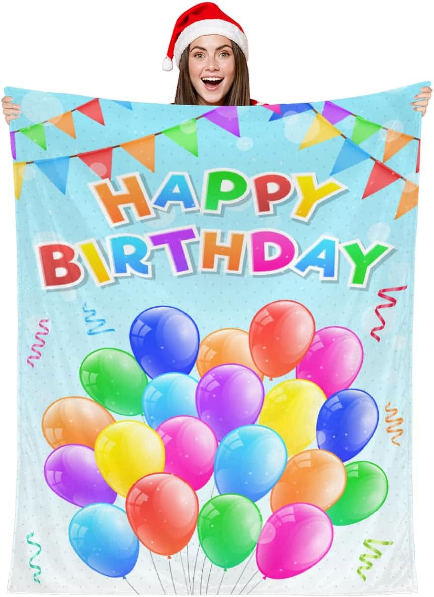 Happy Birthday Throw Blanket Colour Balloon Super Soft Cozy Warm Plush ...