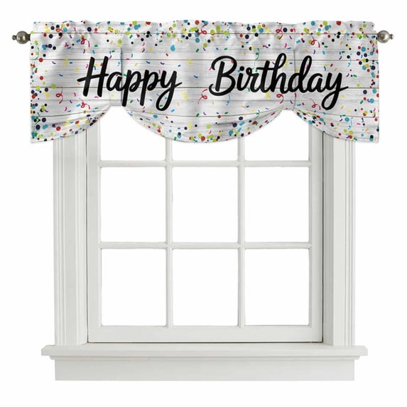 Happy Birthday Tie Up Valance Curtains Color Ribbon Polka Dot White ...