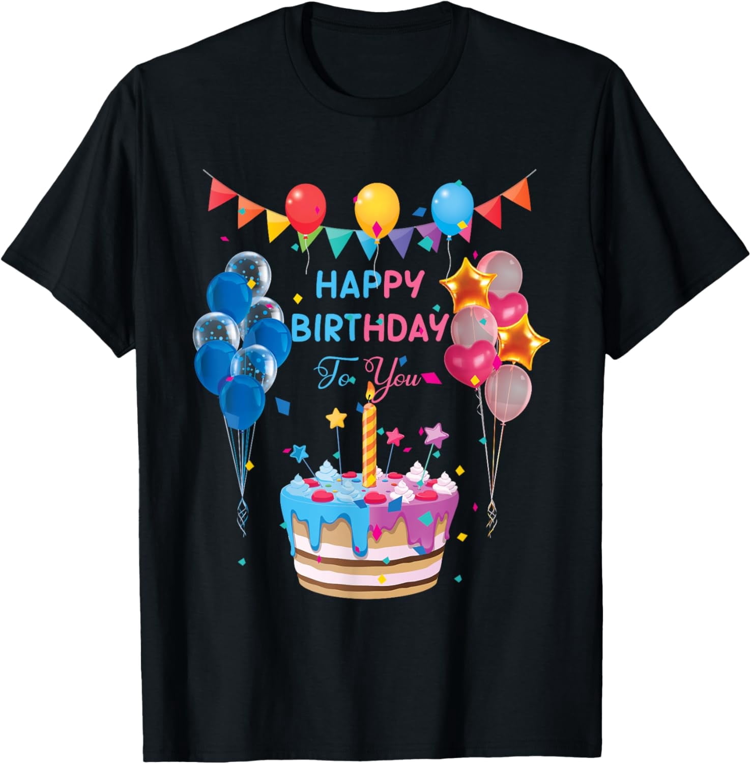 Happy Birthday To You Cake And Balloon Party T-Shirt men and women can ...