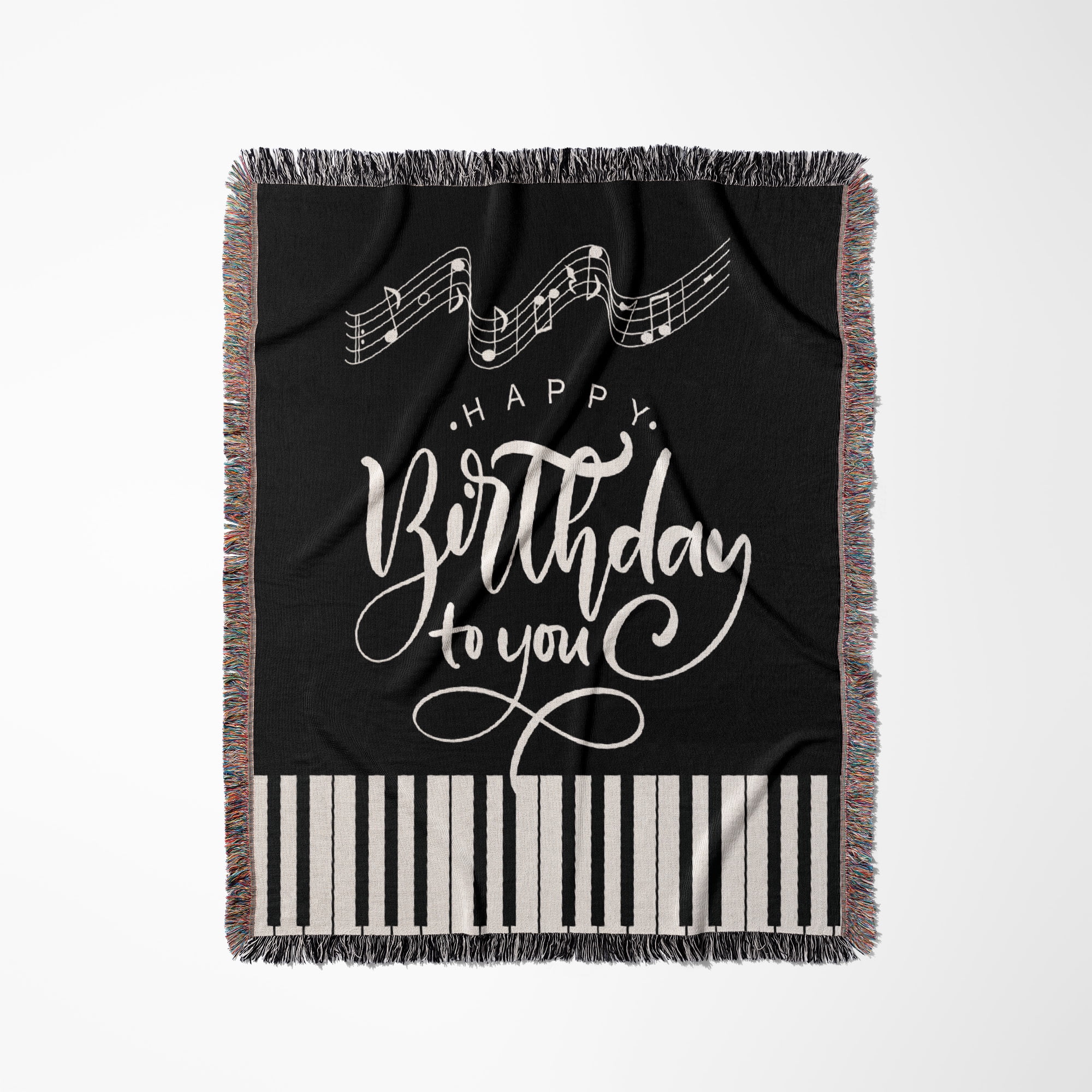 Happy Birthday To You Piano Keys And Musical Notes With Typography ...