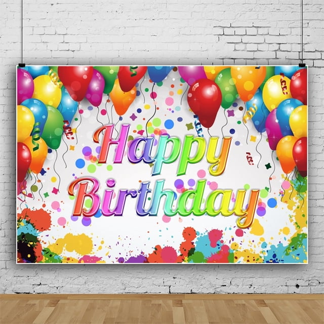 Happy Birthday Vinyl Backdrop for Kids Party Decorations Colorful ...