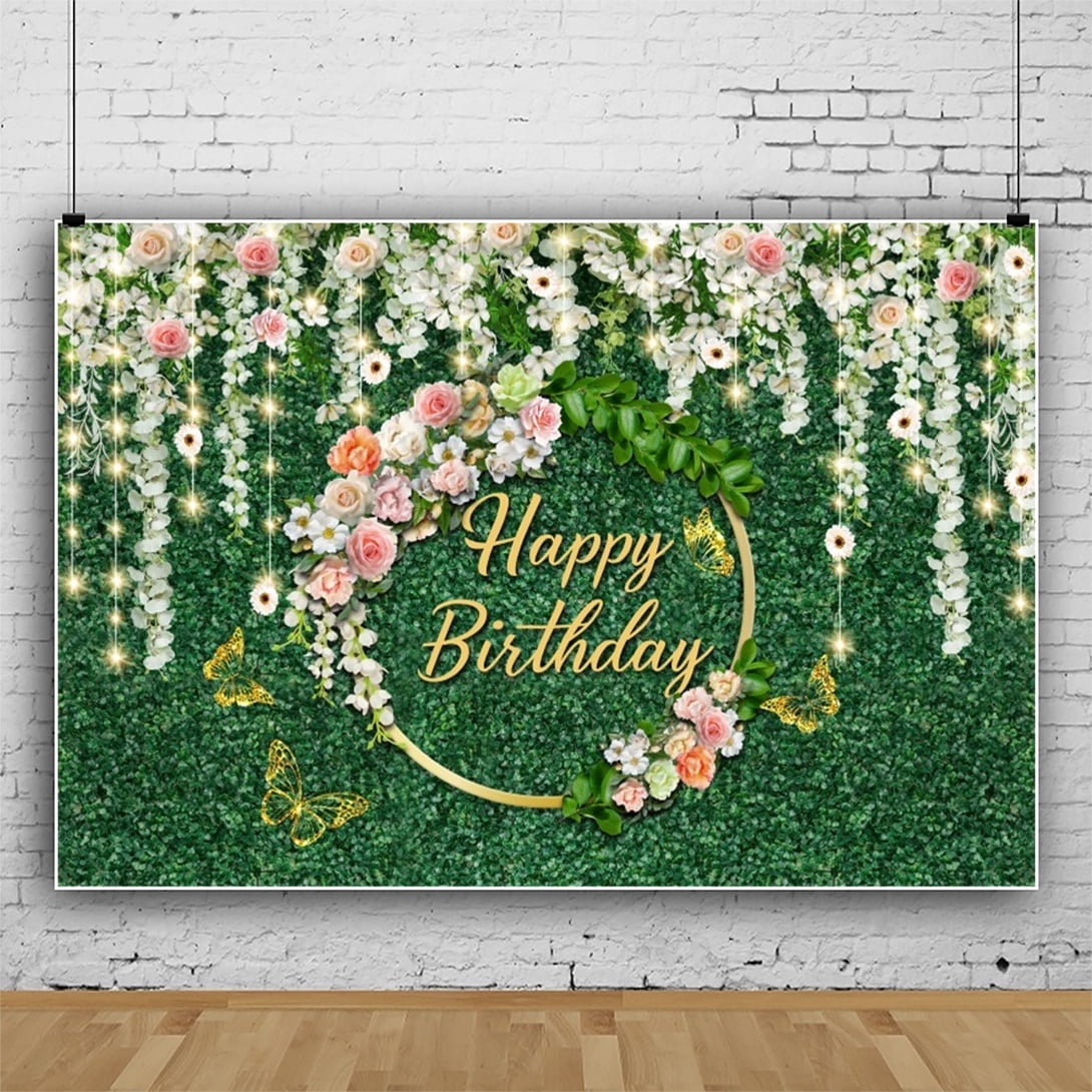 Happy Birthday Vinyl Backdrop for Party Decorations Green Grass ...