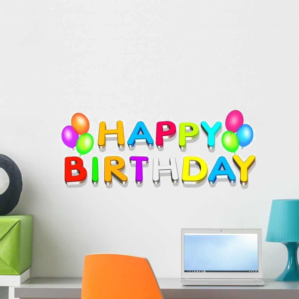 Wallmonkeys Happy Birthday Removable Wall Decal Stickers - Peel and ...