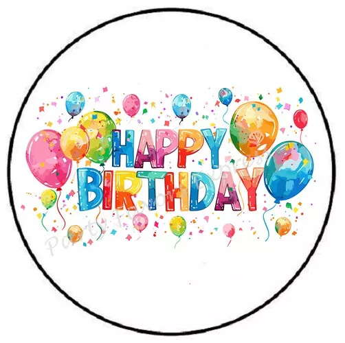Happy Birthday Watercolor Balloons Sticker Party Favors Sticker ...