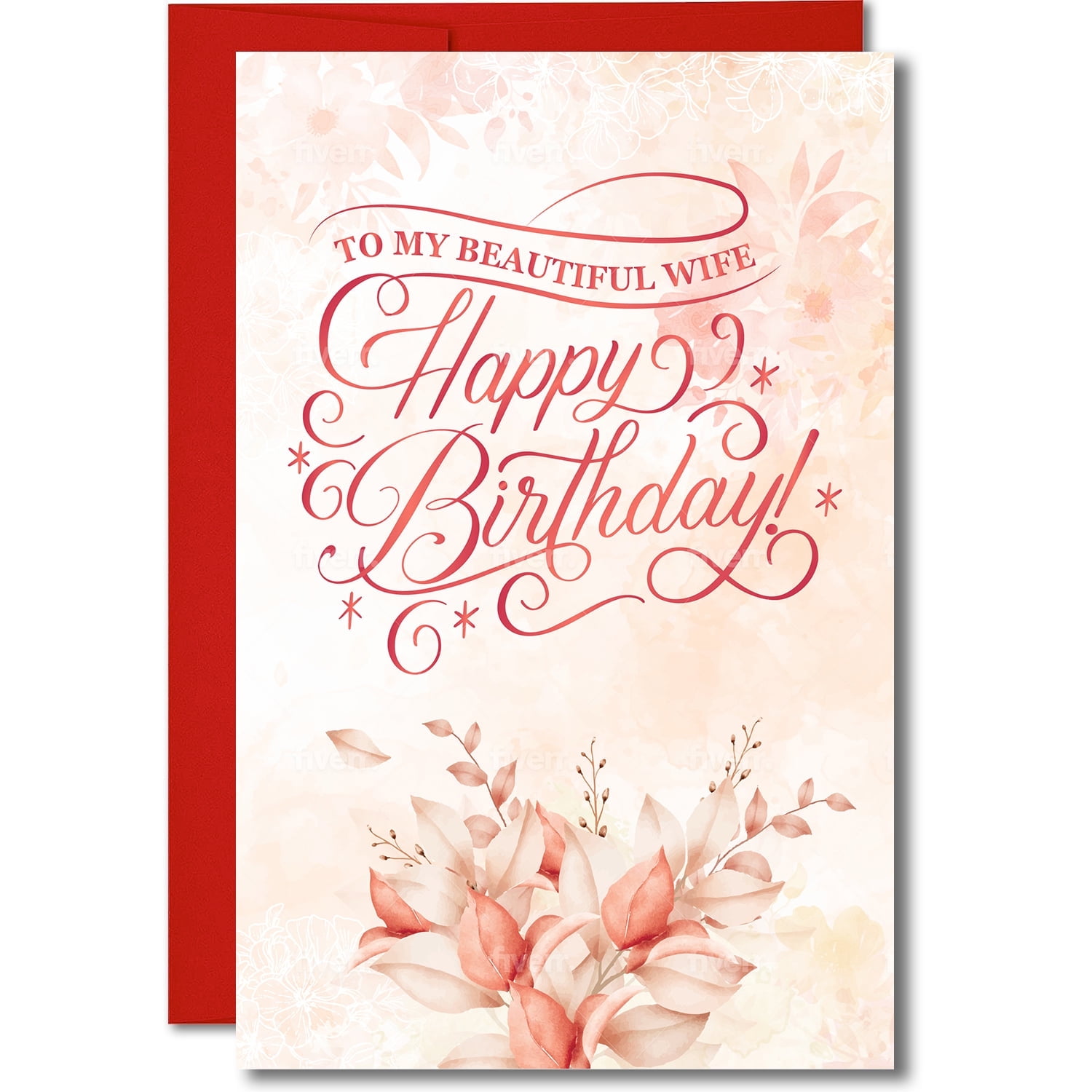 Happy Birthday Wife Greeting Card 5.3x8 Made in USA by MegaCalendars ...