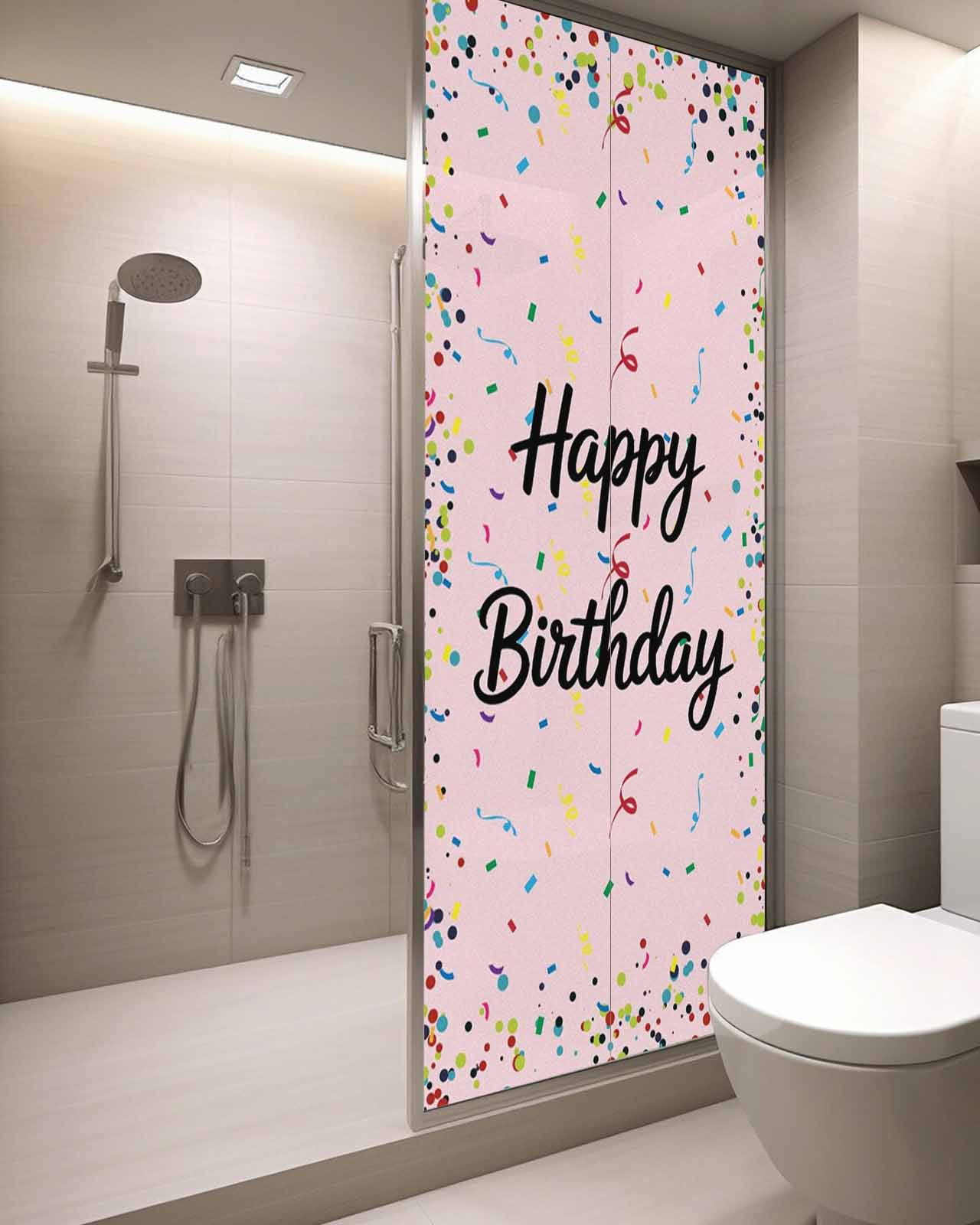 Happy Birthday Window Privacy Film Stained Glass Window Film Decorative ...