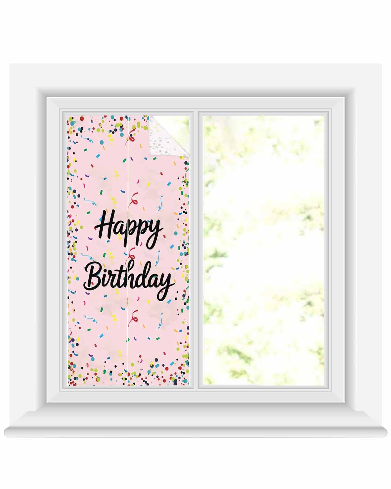 Happy Birthday Window Privacy Film Stained Glass Window Film Decorative ...