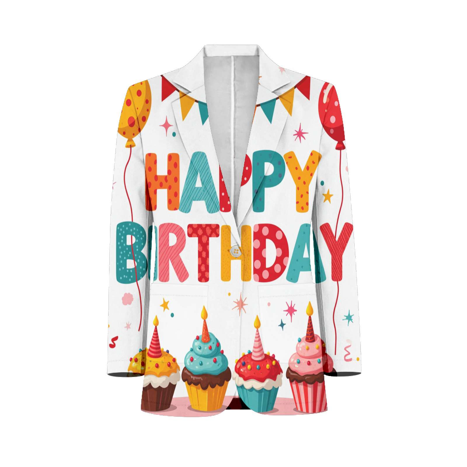 Happy Birthday With Cupcakes Party Mens Suits Shawl Collar Slim Fit ...